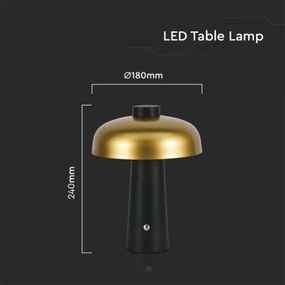 LED Stmívatelná dobíjecí stolní lampa LED/3W/5V 3000-6000K 1800 mAh černá/zlatá