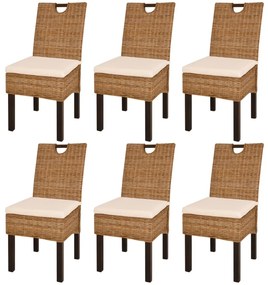 Jídelní židle 6 ks ratan kubu a mangovníkové dřevo,  274363