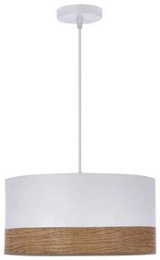 Bílé závěsné svítidlo se stínidlem z dýhy a textilu ø 30 cm Bianco – Candellux Lighting