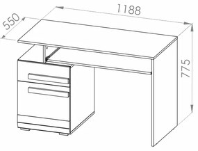 ML FURNITURE Psací stůl - BLANCO 11, sněžná borovice/new grey