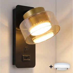 Brilagi - LED Nástěnná lampa s USB portem AURA LUX 1xGX53/30W/230V černá/zlatá