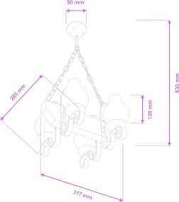 Brilagi - Lustr na řetězu QUEEN 4xE14/40W/230V buk