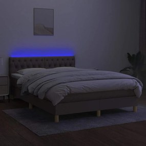 Box spring postel s matrací a LED taupe 140x200 cm textil 3133961