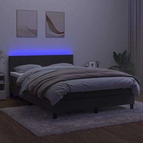 Box spring postel s matrací a LED tmavě šedá 140x190 cm samet 3134280