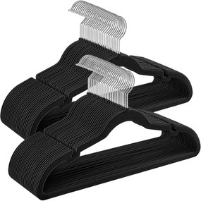 Sada 50 ks sametových ramínek Swivel černá