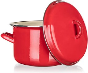 Smaltovaný hrnec s poklicí Red MILTON 3,4 l