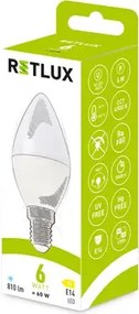 RETLUX RLL 628 C37 E14 candle 6W / 810 lm / 6500K - denní bílá / D