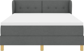 Postel s boxspringem s čelo Tmavě šedá 160 x 200 cm textil 3340221