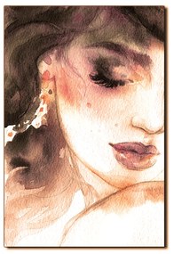 Obraz na plátně - Ženský portrét akvarel reprodukce - obdélník 7278FA (60x40 cm)