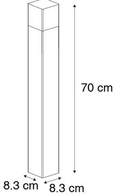 Stojací venkovní lampa černá 70 cm IP44 s kouřovým sklem - Dánsko