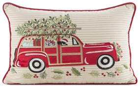 VÁNOČNÍ DEKORAČNÍ POVLAK NA POLŠTÁŘ CAR 35X50 CM VZOROVANÁ