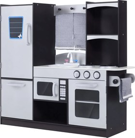 HOMCOM Velká dřevěná kuchyňka pro děti od 3 let s příslušenstvím - Dětská kuchyňka na hraní s mikrovlnnou troubou a dřezem 105x31,5x95 cm | Aosom
