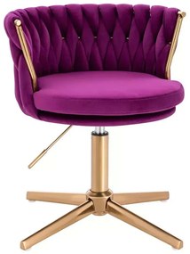 LuxuryForm DESIGN Otočná židle LYON VELUR na zlatém kříži - fuchsie