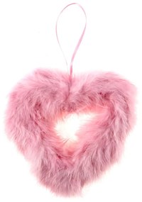 Srdce AK1901 PINK dekorace z peří, barva růžová