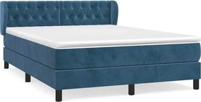 Box spring postel s matrací tmavě modrá 140x190 cm samet 3127671