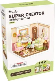 RoboTime 3D dřevěná skládačka miniatura domečku Čaj o páté