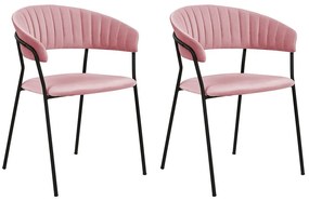 Sada 2 sametových jídelních židlí růžové MARIPOSA Beliani