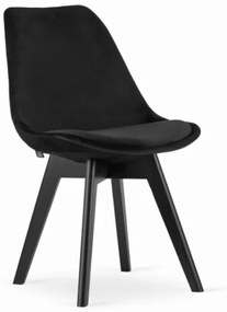 Sametové židle London černé s černými nohami 4ks