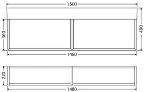 INTEDOOR Oxo Multi skříňka s umyvadlem, 2 zásuvky, OXO MULTI OALU 150D 2Z Povrch: 2289 AP TORTORA MAT