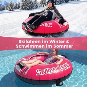 Costway Nafukovací zimní pneumatika s tažnou šňůrou a rukojetí Snowtube – růžový
