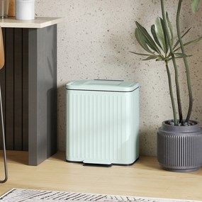 HOMCOM koš na odpad 40 l s pedálem a dvěma přihrádkami — 2 × 20 l, tlumené dovírání, funkce držení otevřeného víka, vyjímatelné vnitřní nádoby — zele…