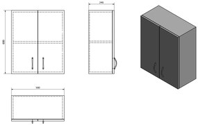 Aqualine, SIMPLEX ECO závěsná skříňka 50x60x24cm, SIME530