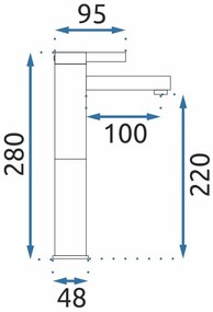 Umyvadlová baterie REA POLO vysoká černá mat/zlatá