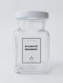 Samolepka na kořenky BYLINKOVÉ BRAMBORY průhledná 3 × 4 cm tučné písmo