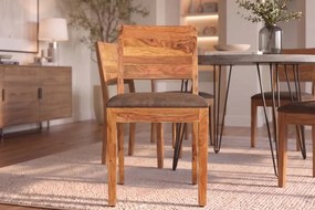 Designová židle Timber II Sheesham / hnědé mikrovlákno