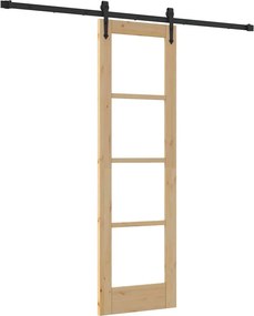 Posuvné dveře 61 x 198,5 cm Masivní borové dřevo a sklo 3332377