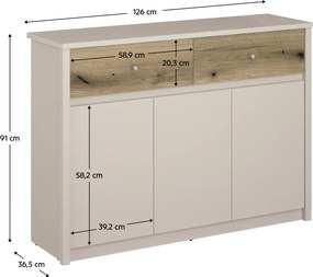 Kondela Komoda, kašmír/dub evoke, KAROS 3D2S
