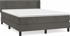 Box spring postel s matrací tmavě šedý 140 x 190 cm samet 3131016