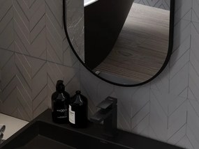 Mexen Loft oválné koupelnové zrcadlo 80 x 45 cm, černý rám - 9851-080-045-000-70