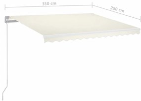 vidaXL Marketos Ručně zatahovací markýza 350 x 250 cm krémová