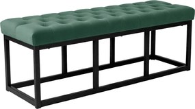 Lavice Polson samet černá konstrukce 120 cm – zelená