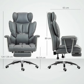 Kancelářská židle HOMCOM s funkcí polohování, ergonomická kancelářská židle, výškově nastavitelná otočná židle s podnožkou, čalouněná, max. nosnost 1…