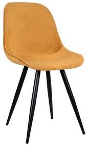 Okrově žlutá sametová jídelní židle Anaca