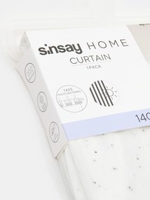 Sinsay - Poloprůhledná záclona na řasící pásce s kamínky - bílá