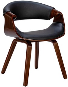 Židle Foley ~ koženka, dřevěné nohy ořech - Černá