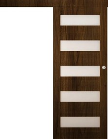 posuvné interiérové dveře na stěnu vasco doors SANTIAGO model 7 Průchozí rozměr: 70 x 197 cm, Orientace dveří: Levé dveře, Dekor: Ořech muškátový