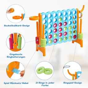 Costway Large Match 4 Jumbo Match 4 Set Modrá + – 84 × 33 × 79 cm, pomerančový