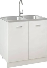 Kuchyňský dvojitý dřez stříbrný 800x500x155 mm nerezová ocel 147234