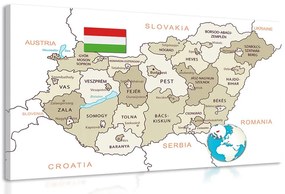 Obraz decentní béžová mapa Maďarska