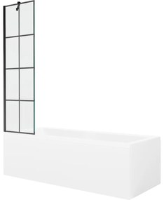 Mexen Cubik obdélníková vana 170 x 70 cm s pláštěm 1-křídlovou zástěnou 50 cm, Černý vzor - 550317070X9505007077