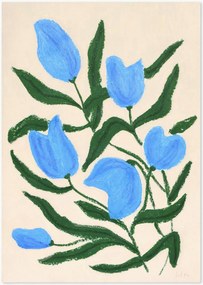 Zarámovaný digitální tisk Blue Tulips
