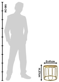 Zlatý kovový odkládací stolek Thirza – 41x37 cm