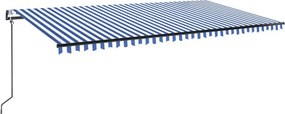Automatická markýza LED a senzor větru 600 x 300 cm modrobílá 3069171
