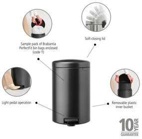 Brabantia Pedálový koš NewIcon 20L tmavě šedá