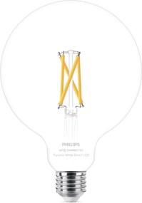 Philips Smart LED žárovka Filament E27 G125, 7 W, 806 lm, 2700-6500 K, čirá