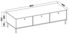 TOKYO 2 c | TV stolek RTV 303 | 180 cm | černá grafit/zlatá